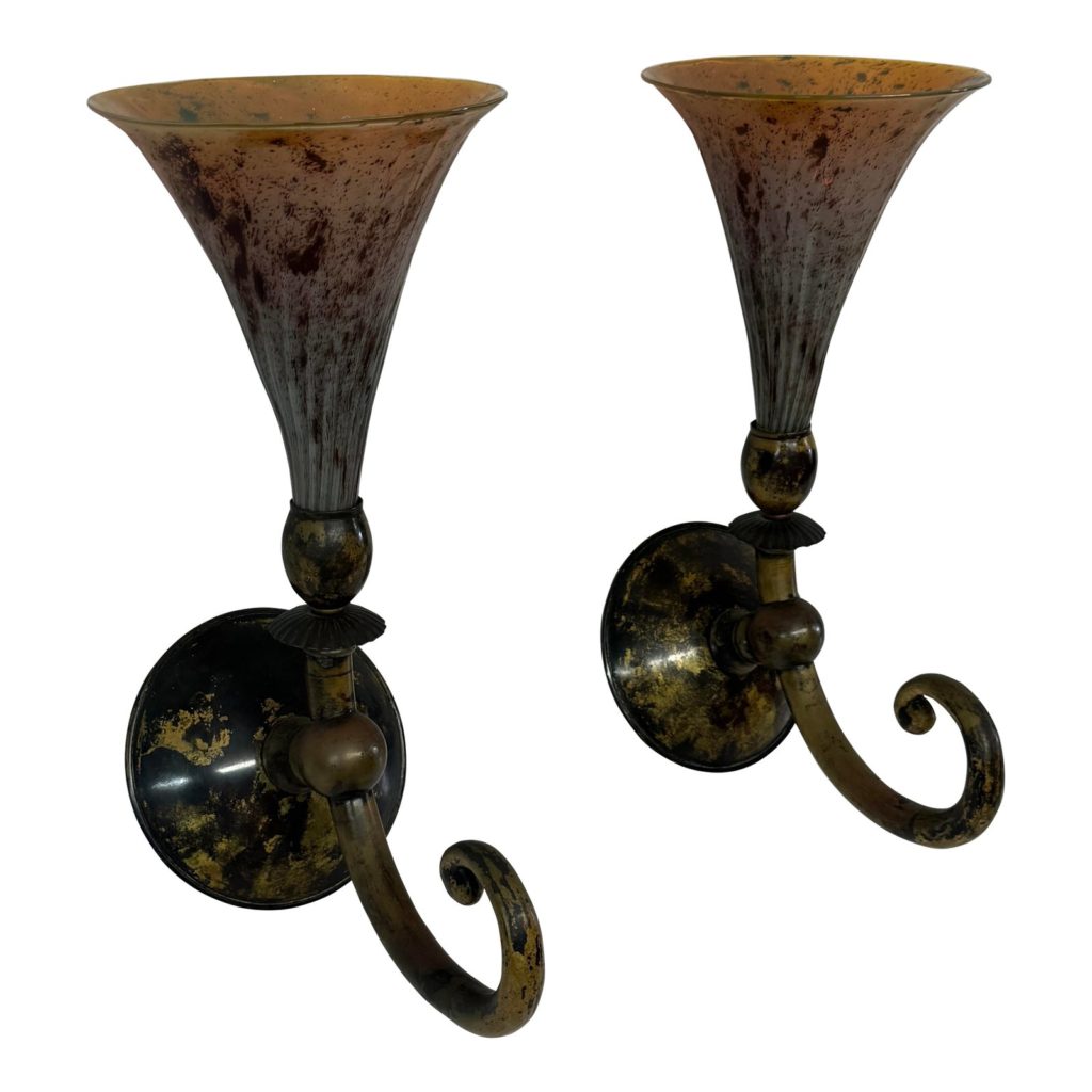 Lightspann Lighting Custom Amber Art Glass Sconces, a Pair - Design ...