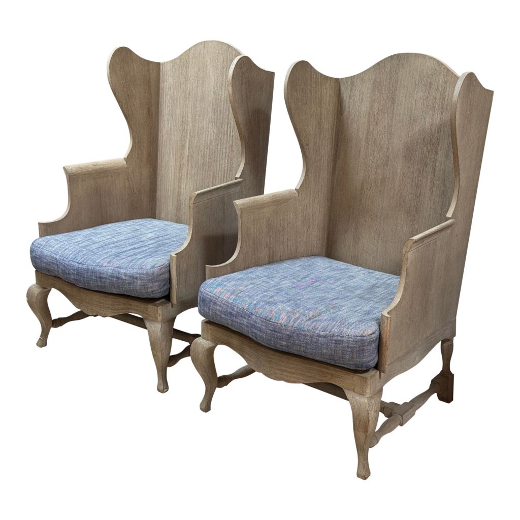 Restoration Hardware Teak Outdoor Wingback Chairs, a Pair - Design Plus ...