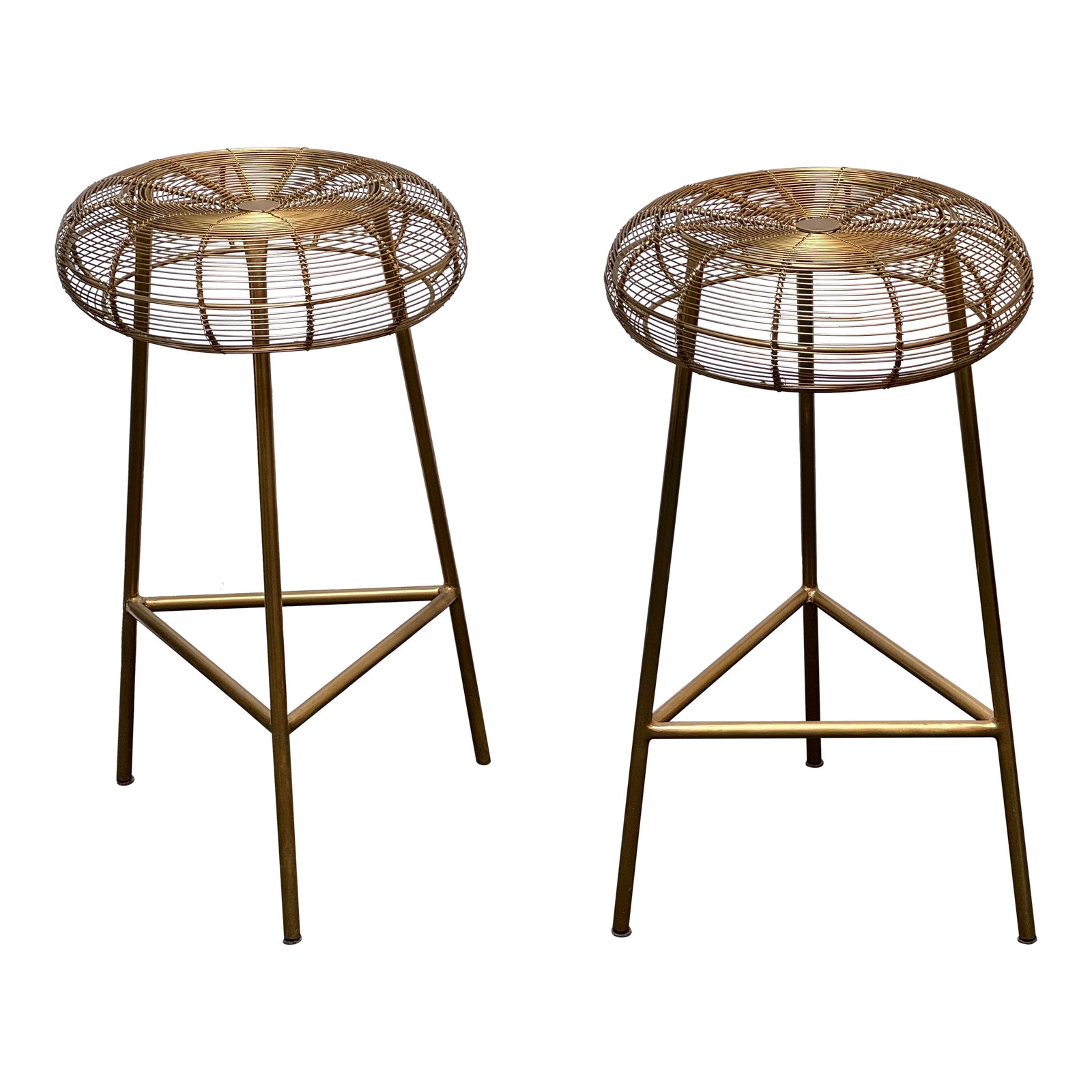 Meridian Furniture Gold Wire Counter Stools, a Pair | Design Plus Gallery