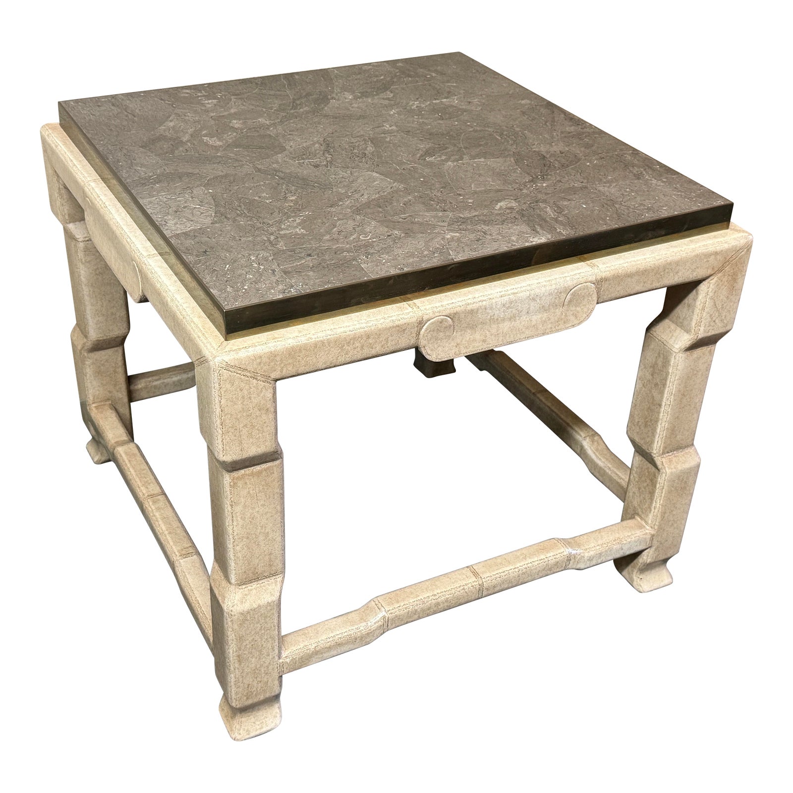 Vintage Marge Carson Stone Top Side Table - Design Plus Gallery