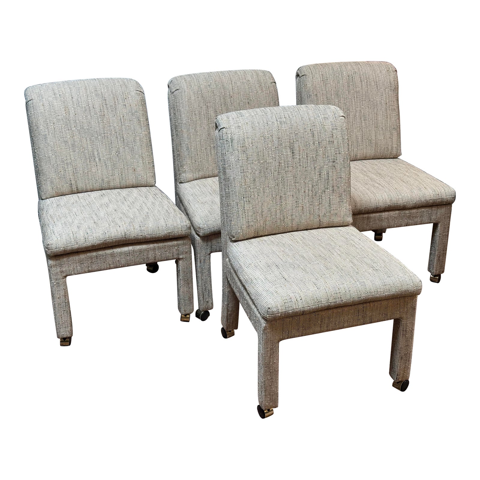 Transitional Fabric Dining Chairs + Casters, Set of Four - Design Plus ...