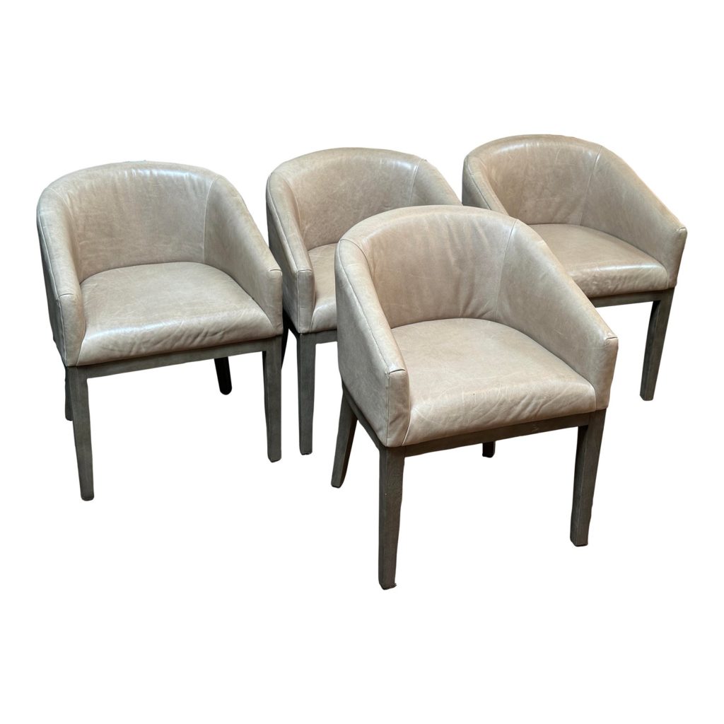 restoration-hardware-morgan-leather-slope-arm-dining-chairs-a-set-of-4 ...