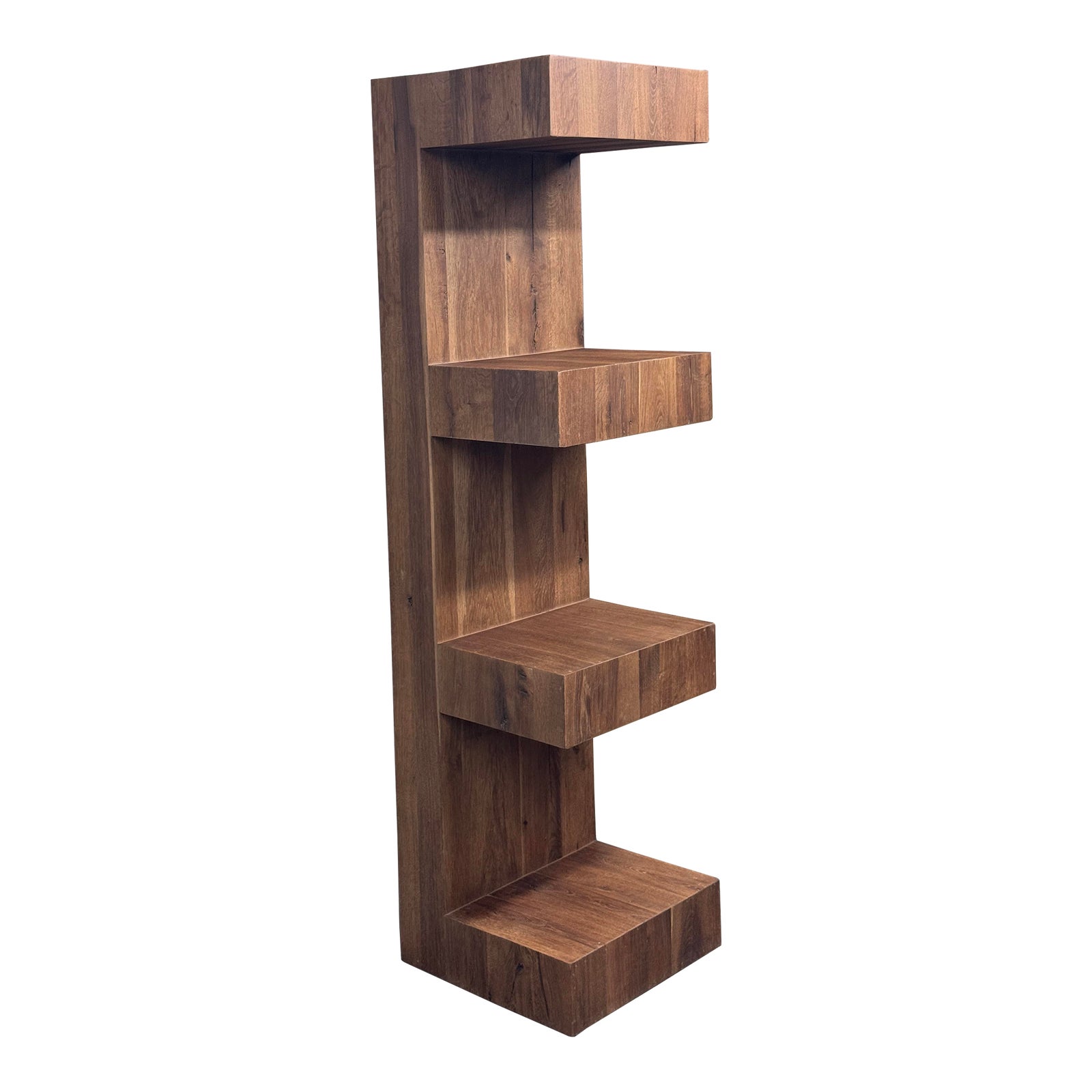 Custom Contemporary Chunky Wood Open Shelving Unit | Design Plus Gallery