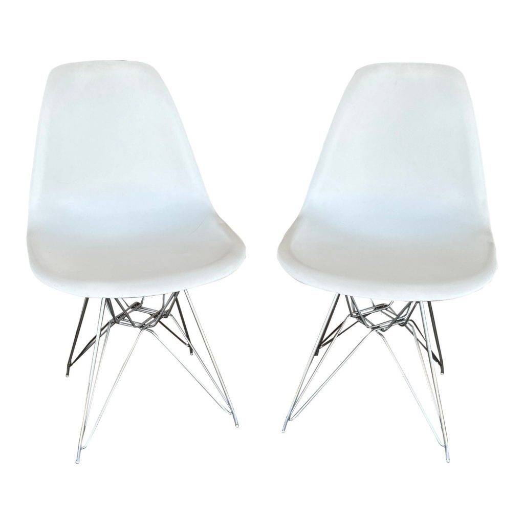 Eames Style Molded Plastic Side Chairs, Set of Two - Design Plus Gallery