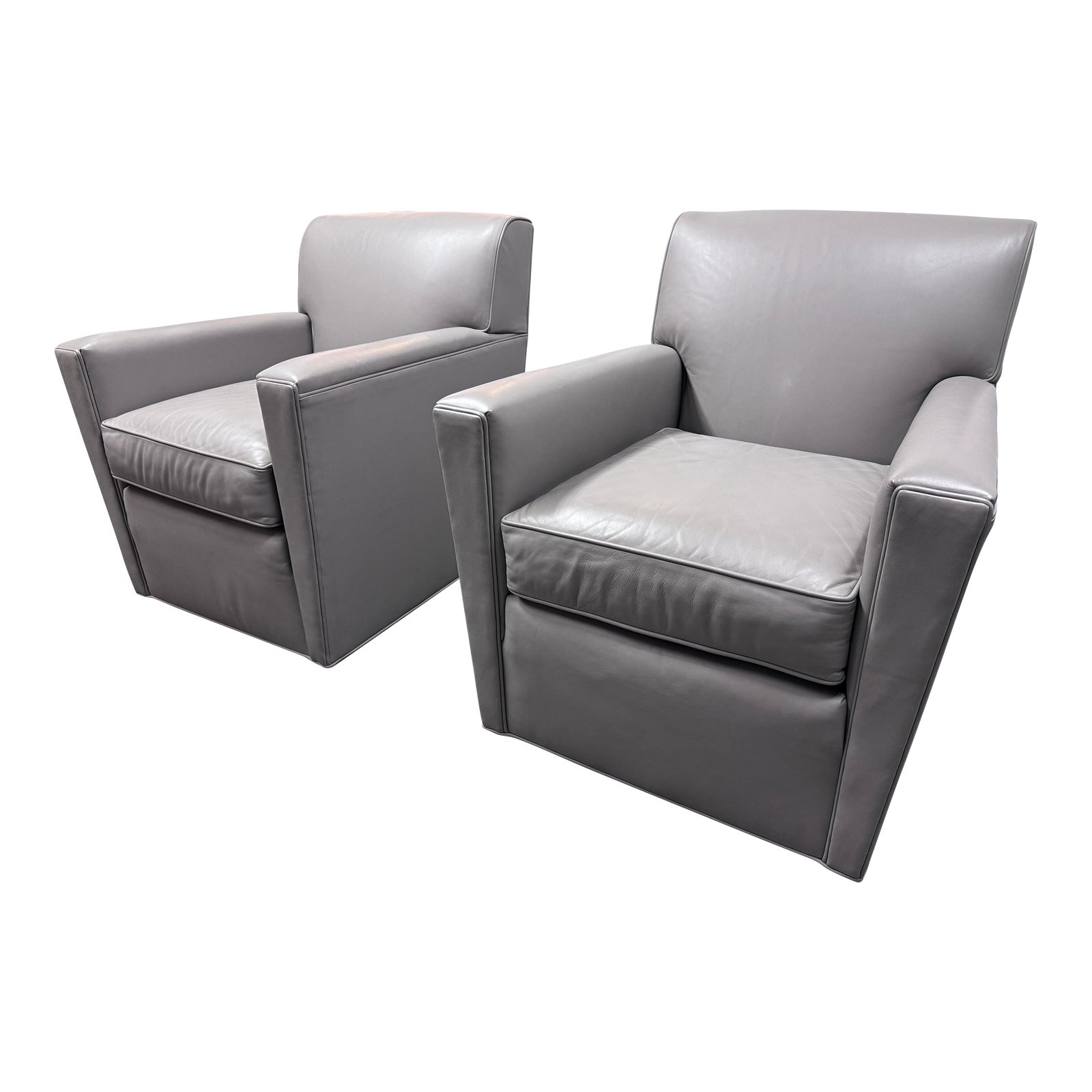 Stickley Furniture French Roast Swivel Leather Chairs, a Pair. Original ...