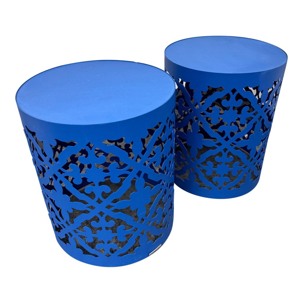 Frontgate Cobalt Blue Laser Cut Burano Outdoor Side Tables, Pair ...