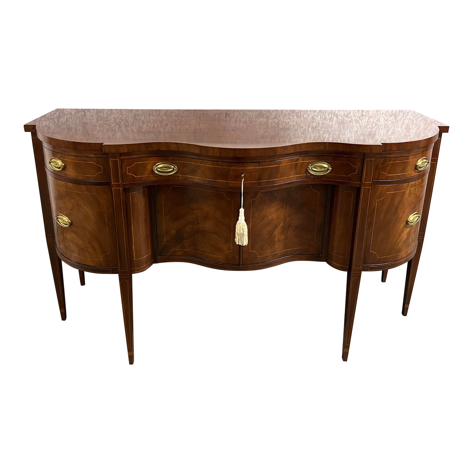 Baker Furniture Hepplewhite Mahogany Inlaid Bow Front Sideboard ...