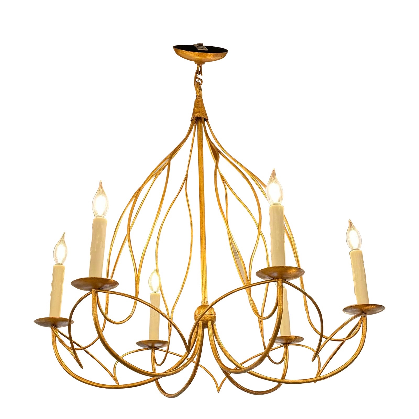 Ironware International Jolie Gold Metal Leaf 6 Light Chandelier ...
