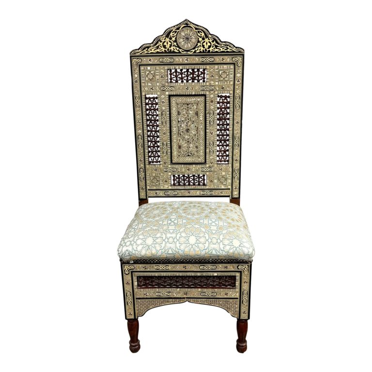 Late 20th Century Egyptian Bone + Mother of Pearl High Back Chairs ...
