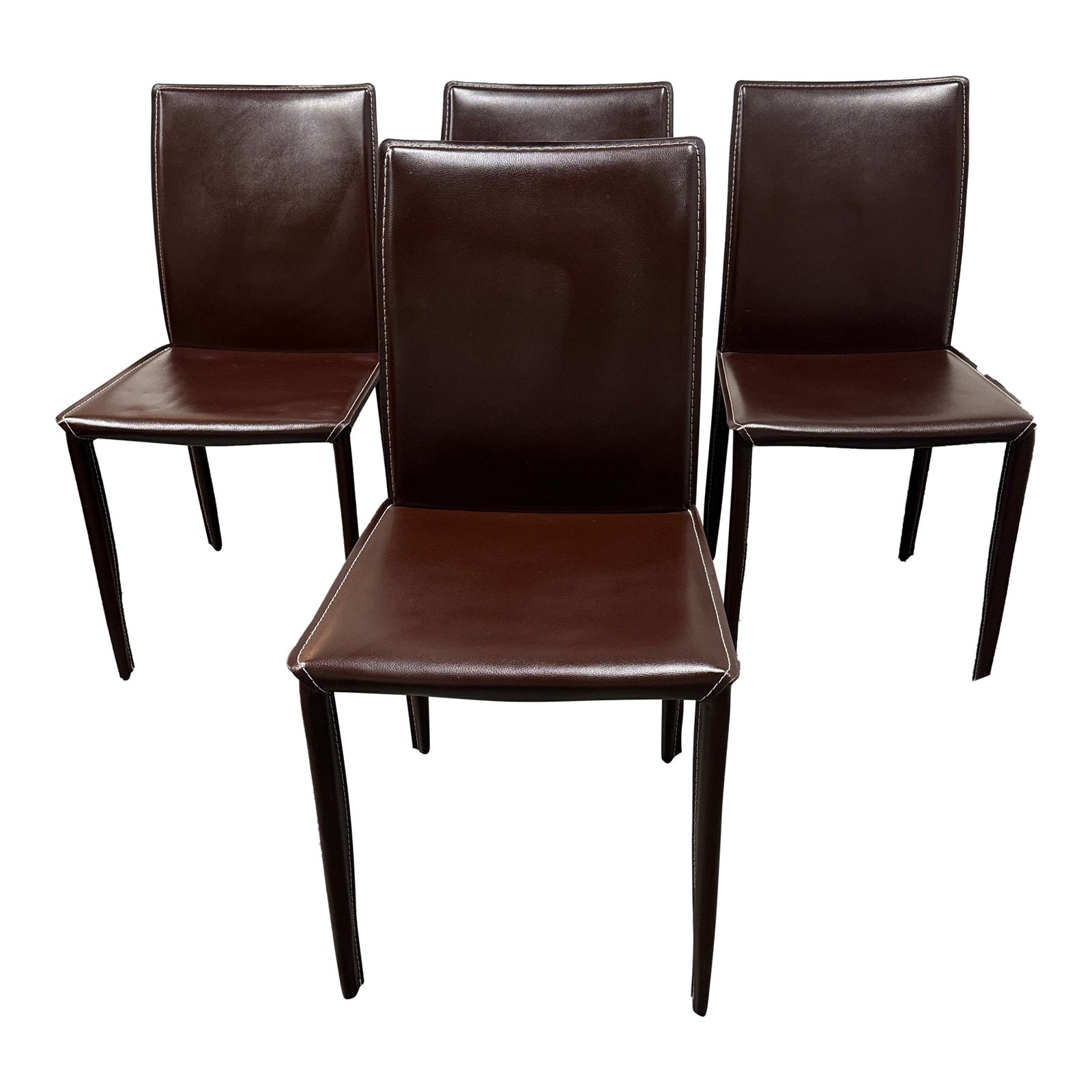 Faux Leather Expresso Dining Room Chairs, Set of Four - Design Plus Gallery