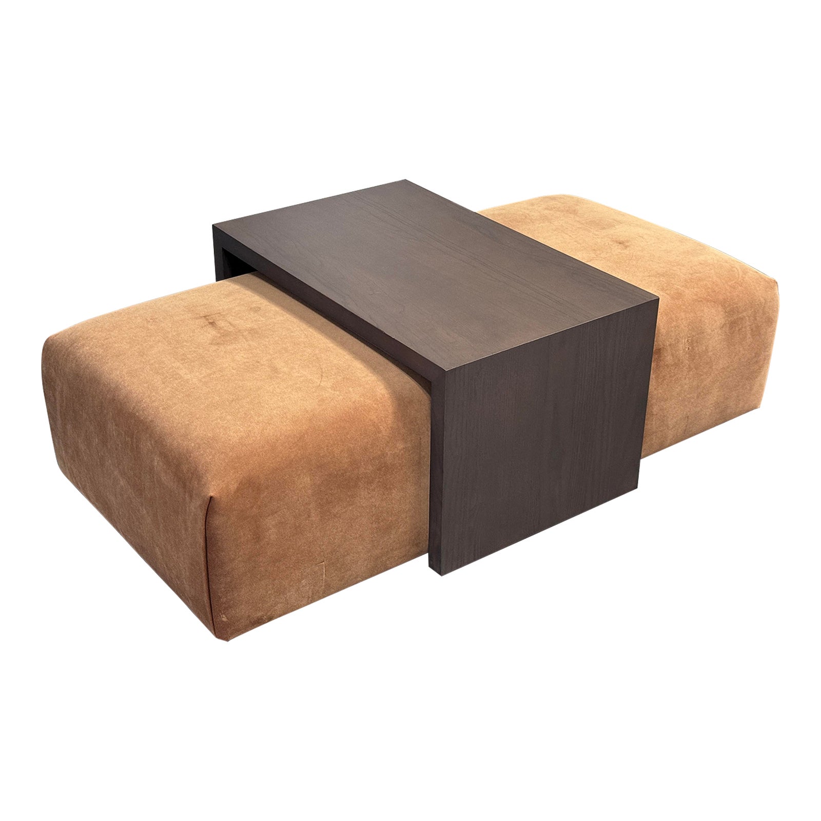 NEW Custom Design Velvet Ottoman + Walnut Coffee Table Combination ...