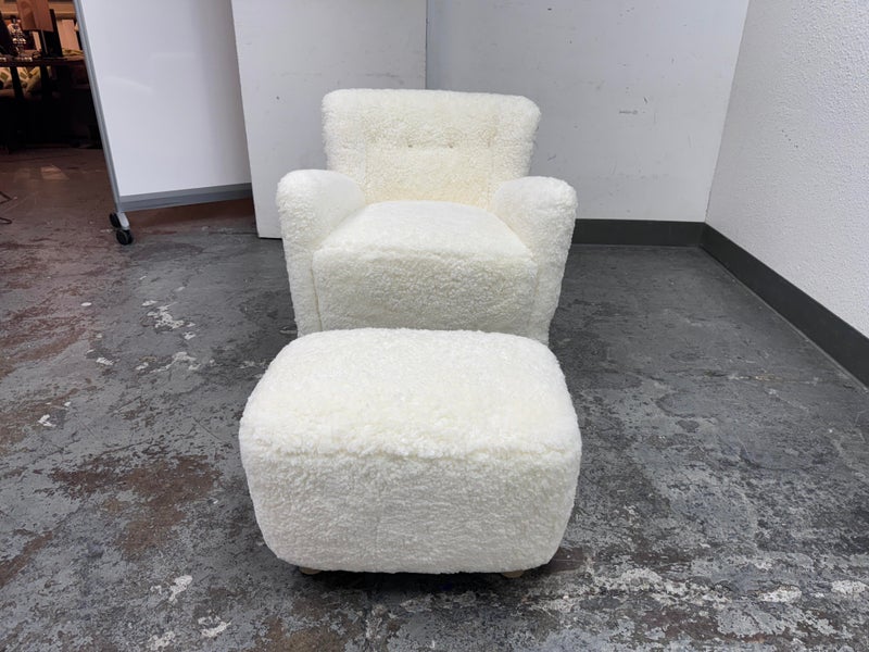 Custom Design Ivory Shearling Chair + Ottoman, Set. Original Price ...