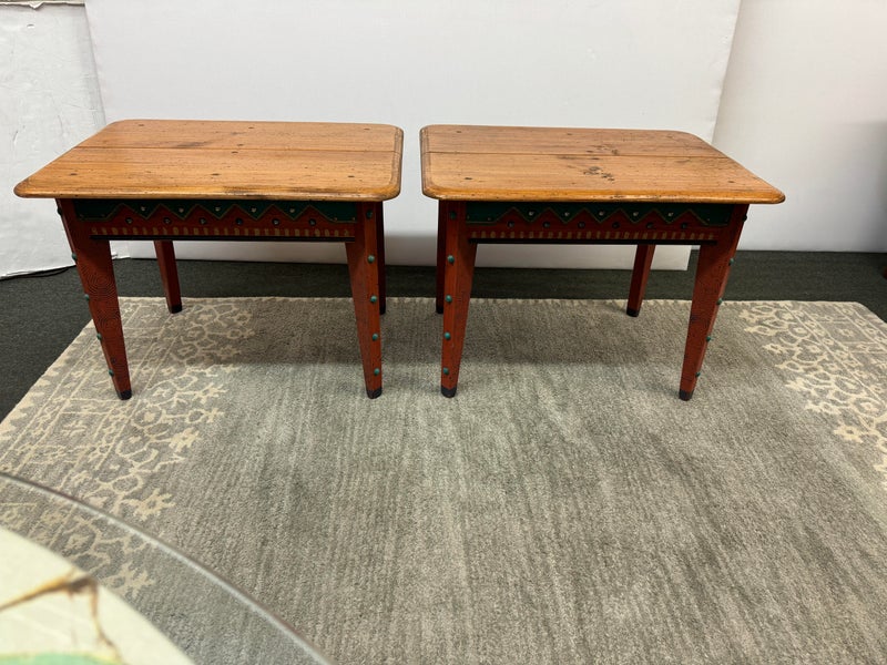 David Marsh Hand Painted Side Tables, a Pair | Design Plus Gallery
