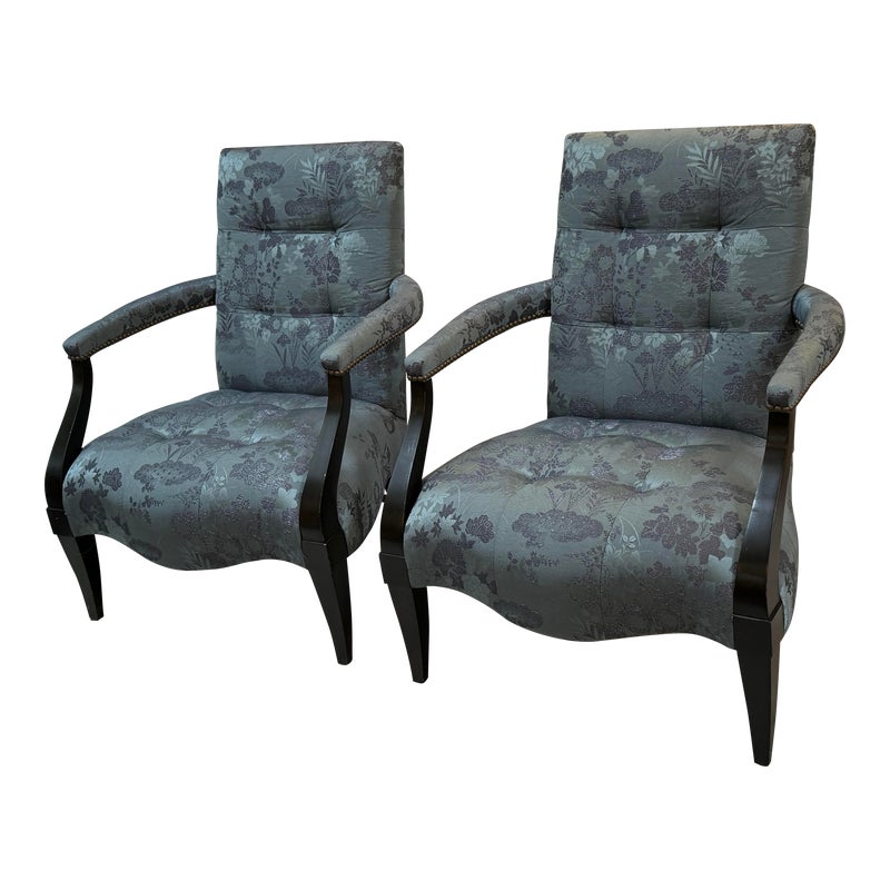 Donghia Custom Rubelli Jacquard Arm Chairs, a Pair. Original Price ...