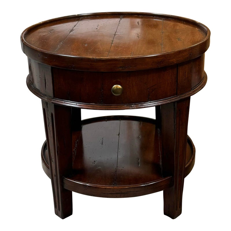 Rustic Style Distressed Round Accent Table - Design Plus Gallery