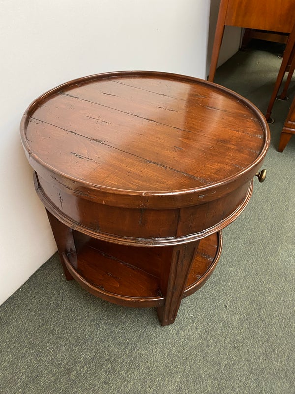 Rustic Style Distressed Round Accent Table | Design Plus Gallery