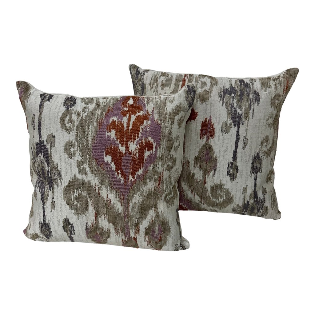 Custom Made Abstract Ikat Earth Tone Throw Pillows, Pair | Design Plus ...