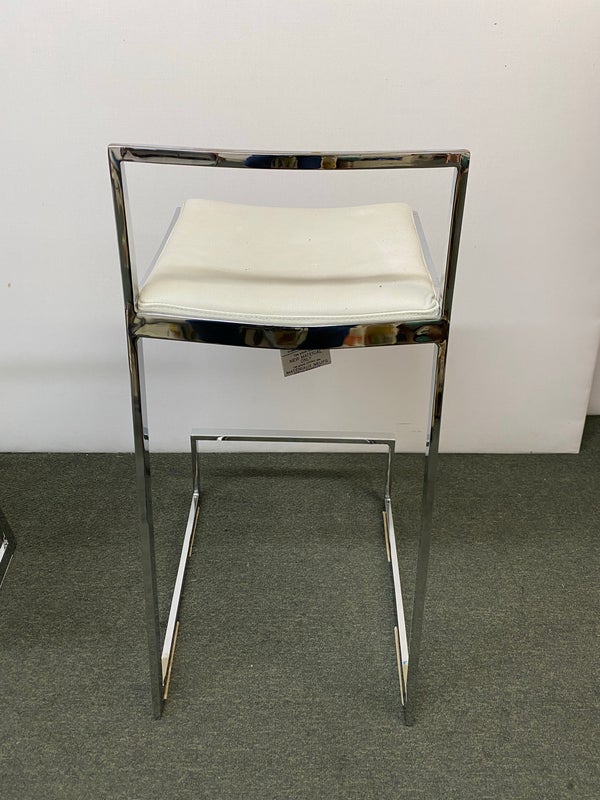 Vintage Chrome White Leather Counter Stools, Set of Three. Original ...
