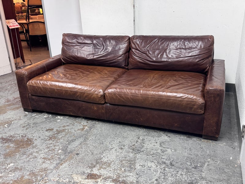 Restoration Hardware Maxwell Cocoa Luxe Berkshire Leather Sofa ...