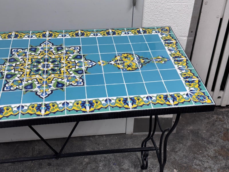 Outdoor Iron Work Colorful Tiled Console Table - Design Plus Gallery