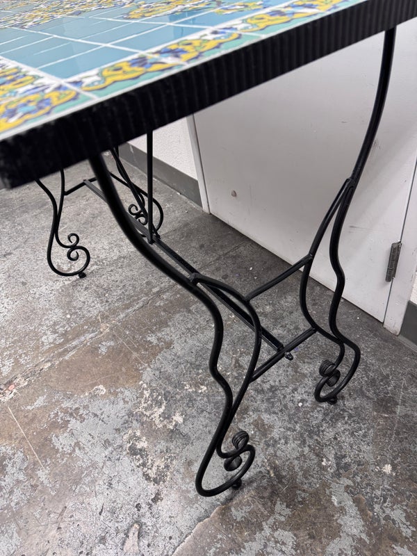Outdoor Iron Work Colorful Tiled Console Table - Design Plus Gallery