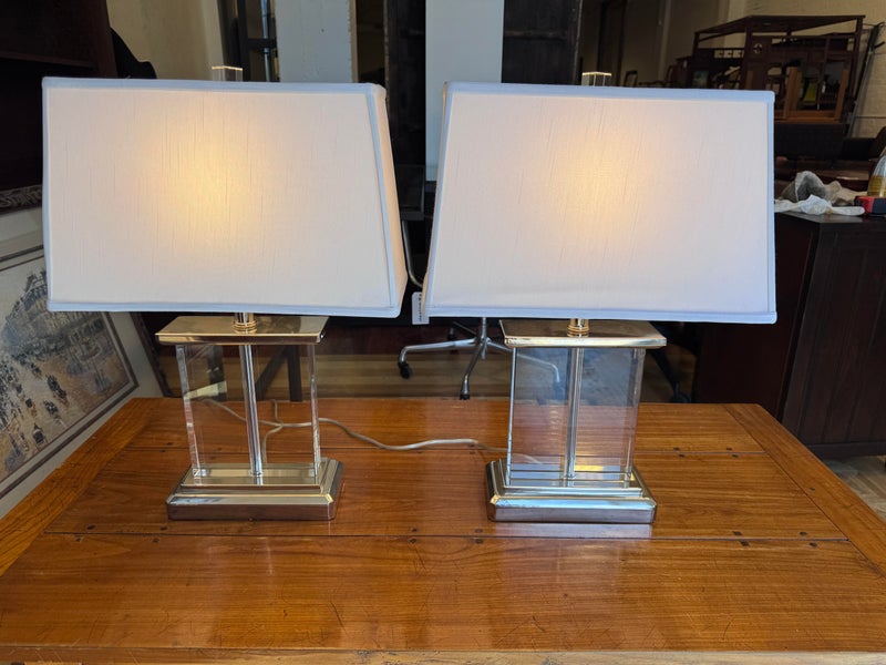 Modern Cut Glass Center Table Lamps, a Pair - Design Plus Gallery