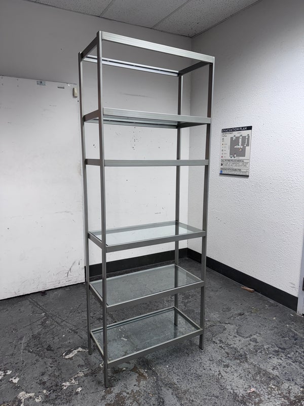 Stainless Steel Bookcase + Glass Shelves - Design Plus Gallery