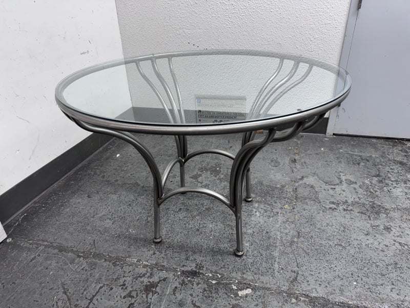Postmodern Cast Aluminum Dining Table With Glass Surface - Design Plus ...