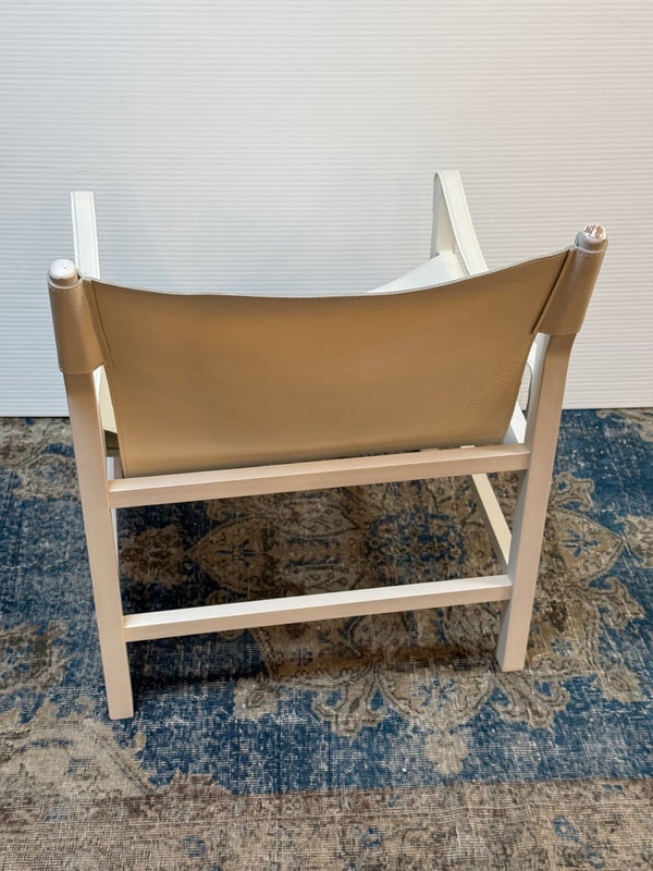 Cb2 Expat II White Leather Buckles Safari Chair. Original Price 650 Design Plus Gallery