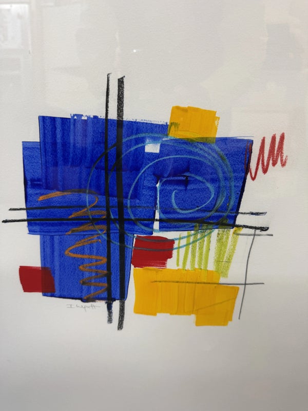 Isabel Wyatt “ Primary Blue” Custom Framed Painting | Design Plus Gallery