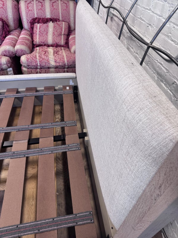 Queen Size Crate & Barrel Escondido Weather Grey Acacia Wood Canopy Bed ...