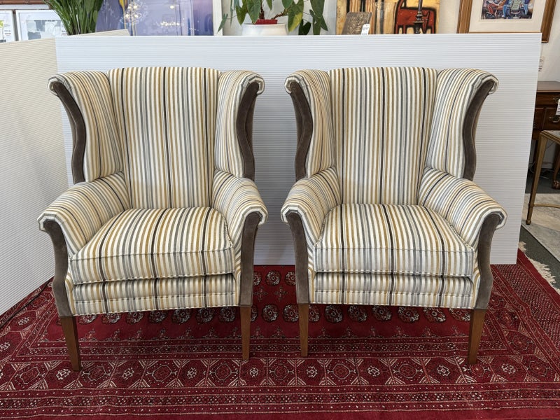 Ethan Allen Custom Clara Wingback Chairs, a Pair. Original Price ...