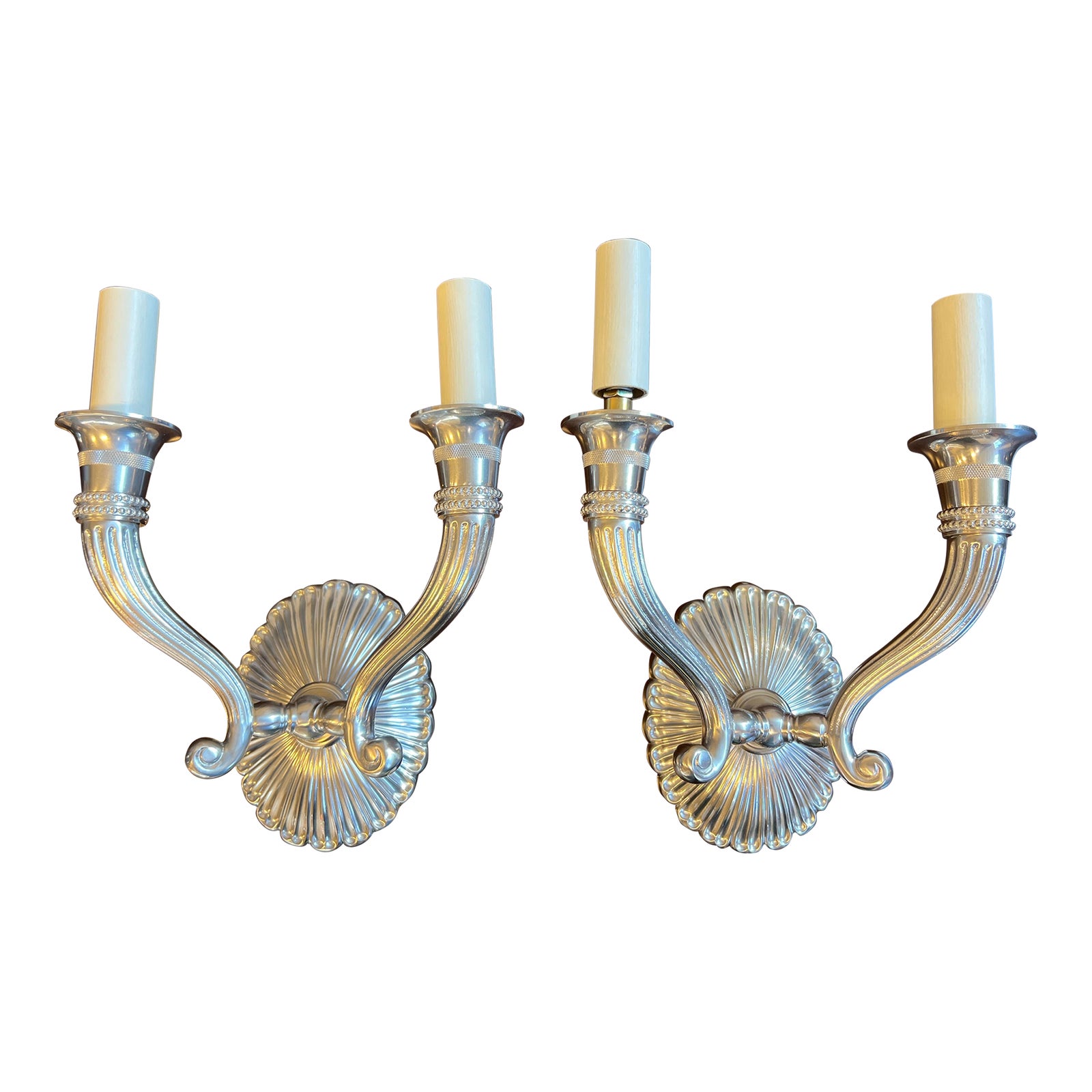Vaughan Designs Double Arm Bronze Sconces With Scroll Motif, a Pair ...