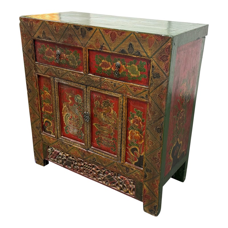 Antique Hand Painted Tibetan Chest - Design Plus Gallery