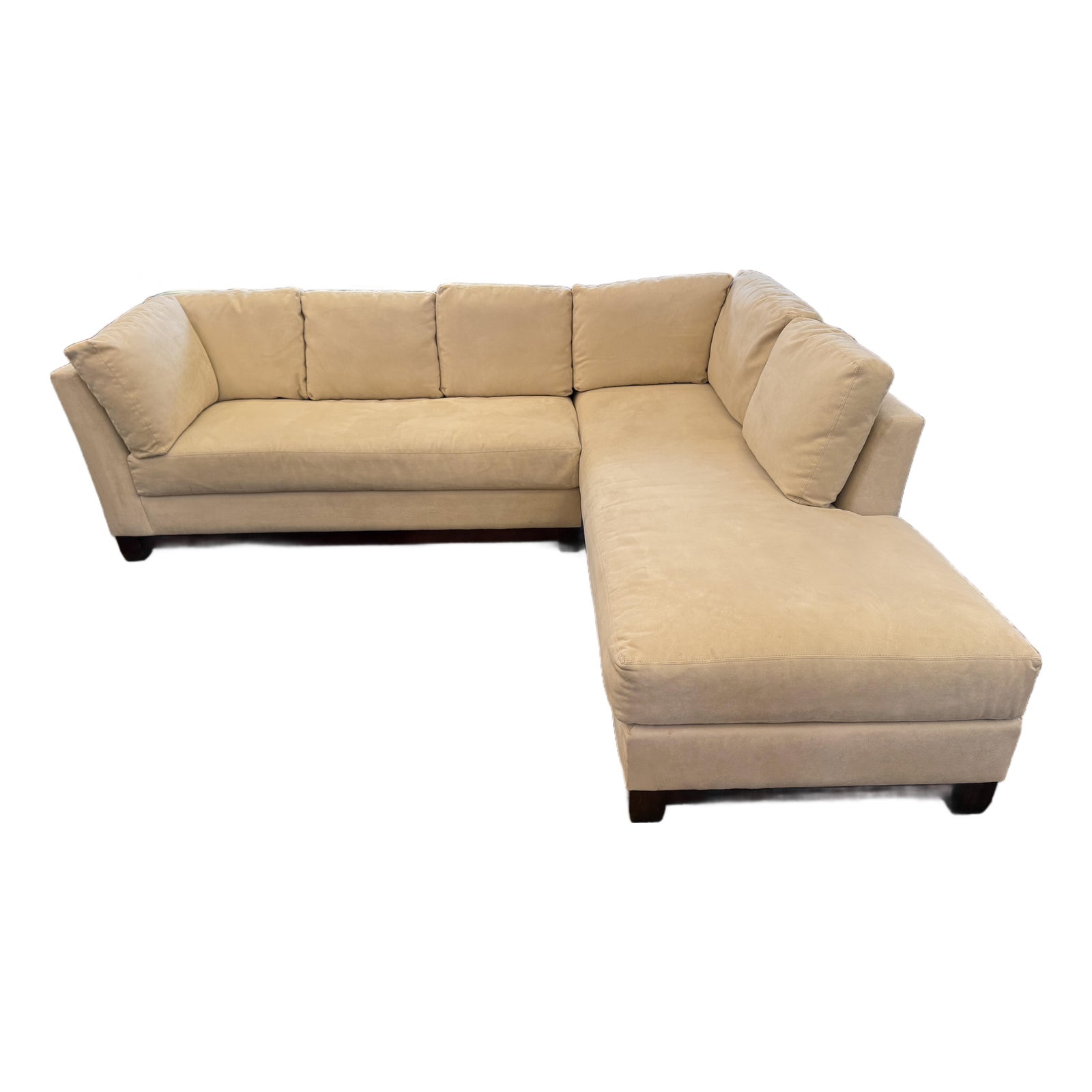 Precedent Furniture Two Piece Beige Microsuede Sectional - Design Plus ...