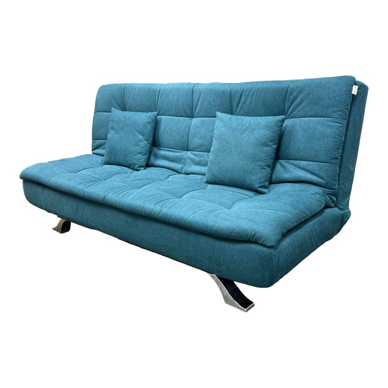 Simple & Young Teal Futon + Throw Pillows - Design Plus Gallery