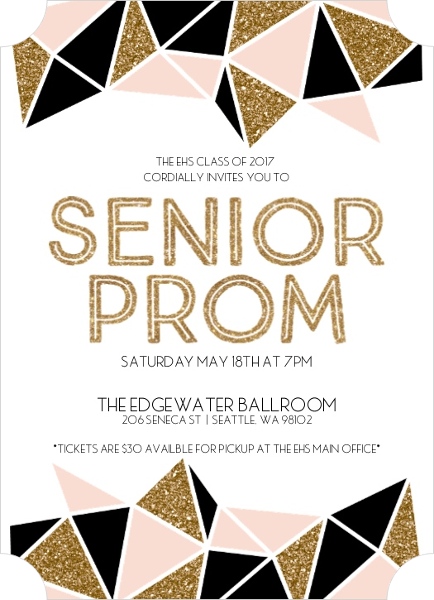 Geometric Glitter Senior Prom Invitation | Prom Invitations