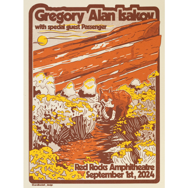 Red Rocks 2024 Poster — Night 1 (9/1) | Gregory Alan Isakov | Online ...