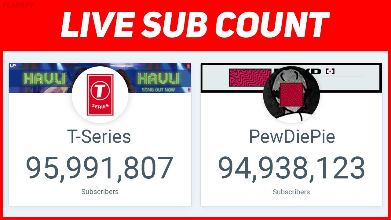 LIVE: PewDiePie vs T-Series real-time YouTube subscriber counts - Dexerto