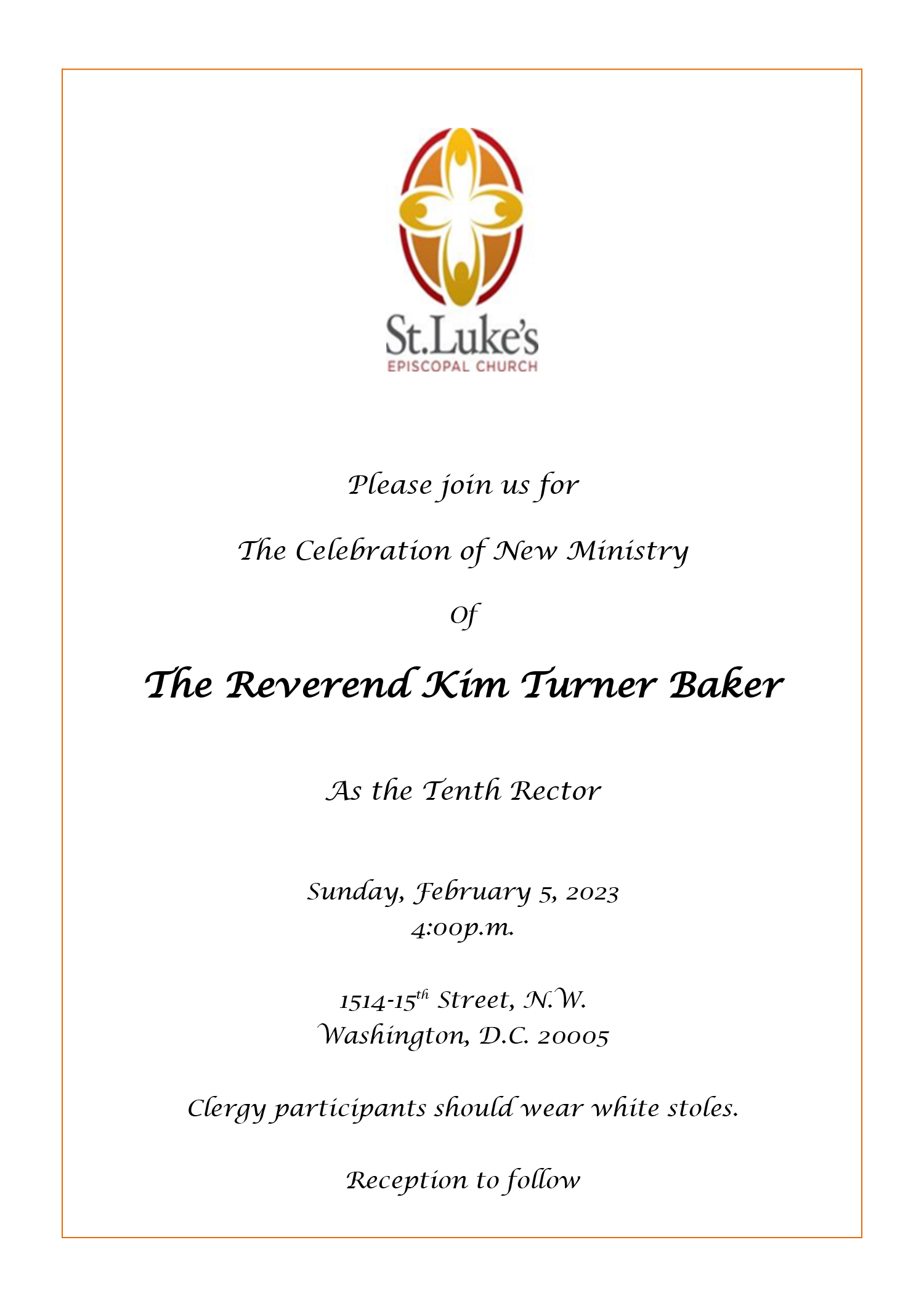 Reverend Kim Logo Invitation To Celebration Of New Ministry For Kim