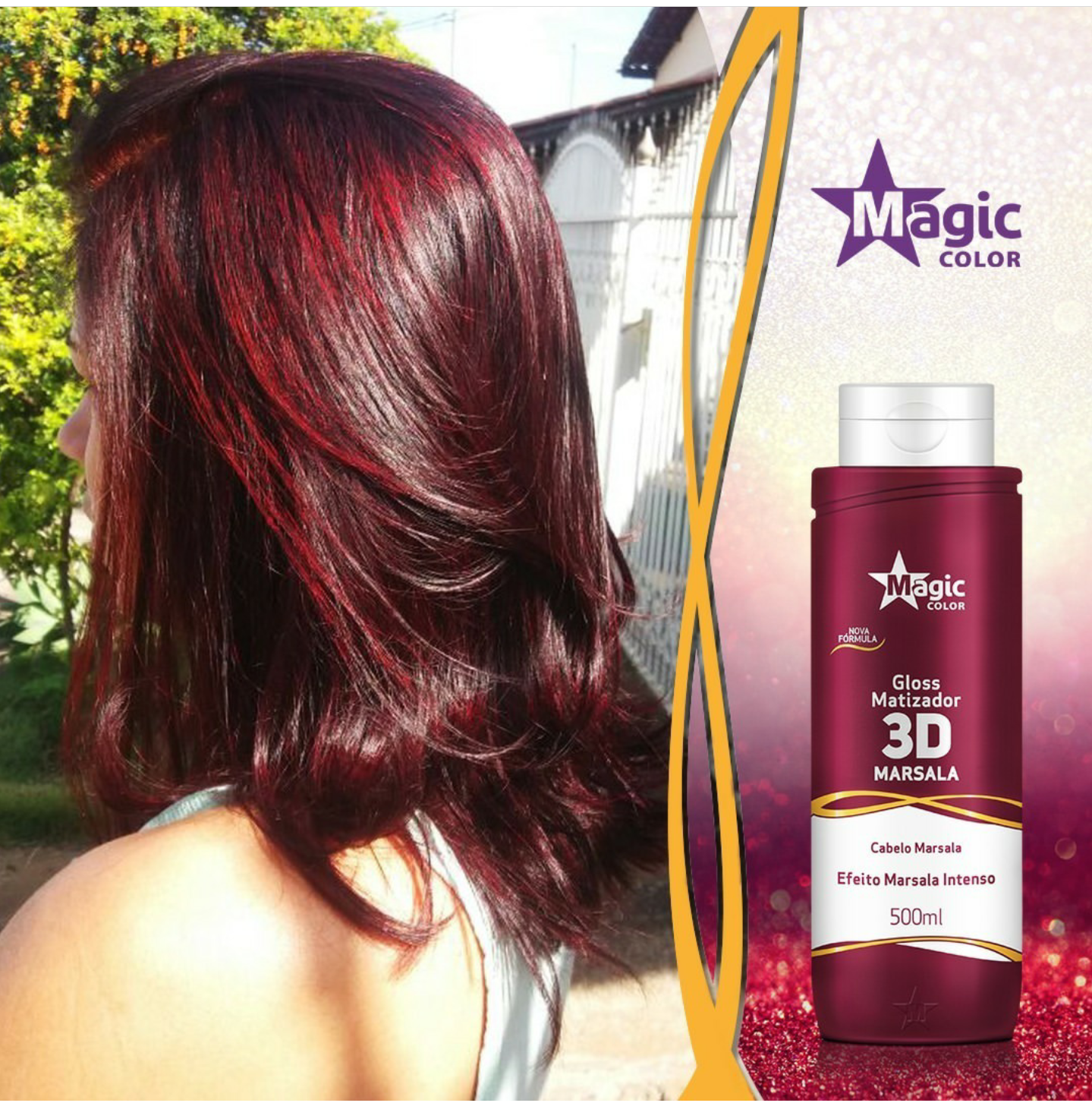MAGIC COLOR- Gloss Matizador 3D Marsala 500 ML - Original Cosmetics
