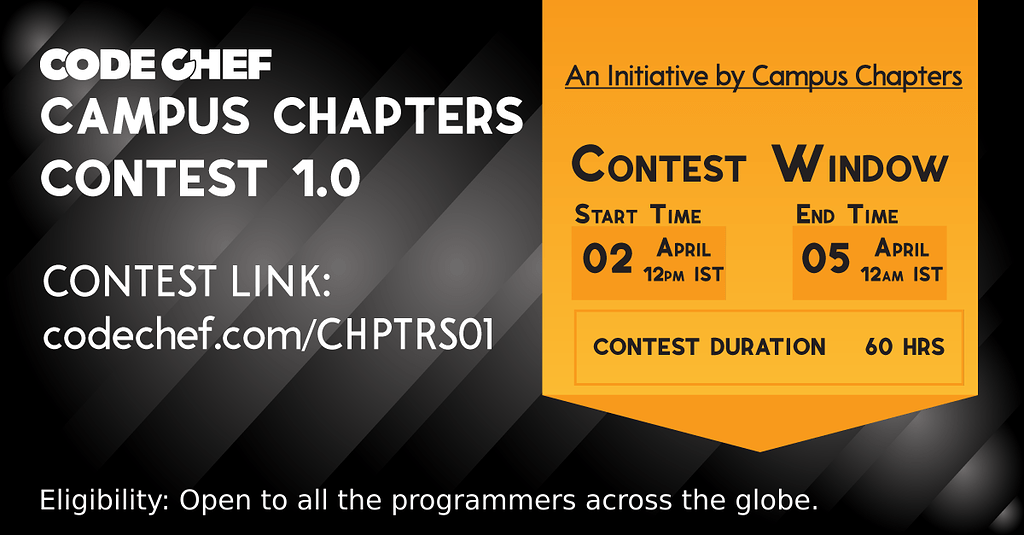 Invitation to Campus Chapters Contest 1.0 - announcement - CodeChef Discuss