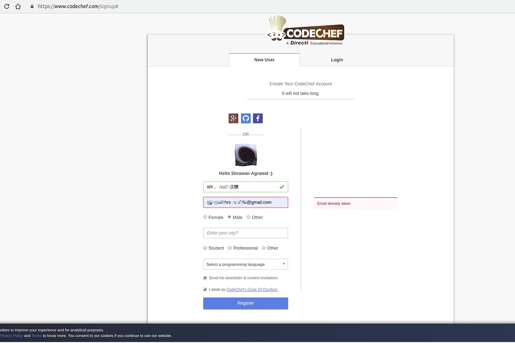 Codechef account not working - general - CodeChef Discuss