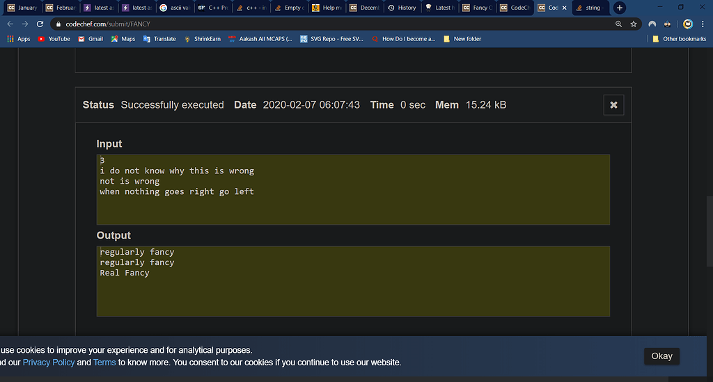 My code is working fine on my cpu compiler but on codechef it shows ...