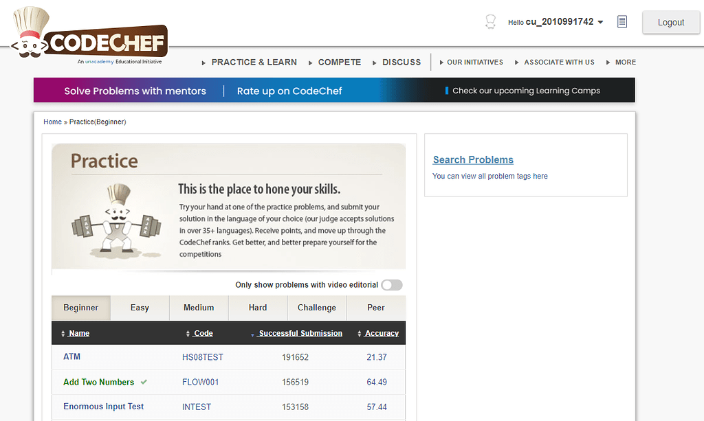 Recent activity and submission sections on account are not updating! - help - CodeChef Discuss