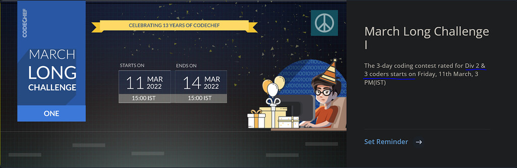 Please look into the description of Codechef March long challenge - general - CodeChef Discuss