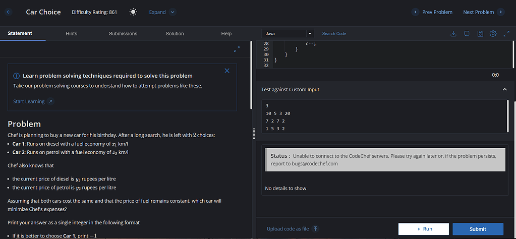 Unable To Run A Code Bug Reports Codechef Discuss 6717