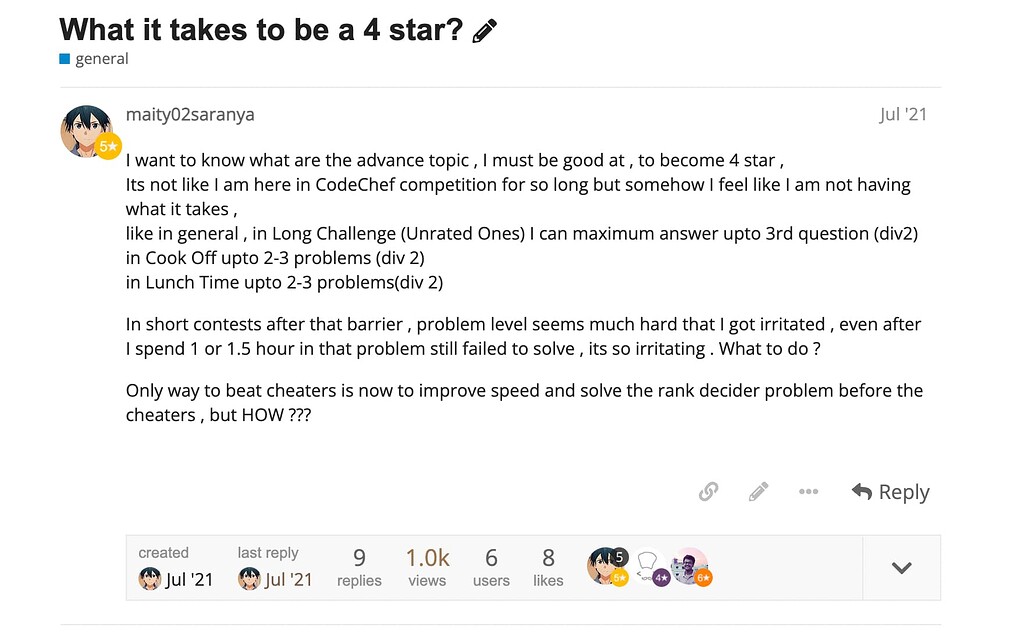 You can be a 5 star Coder too! - CodeChef Discuss
