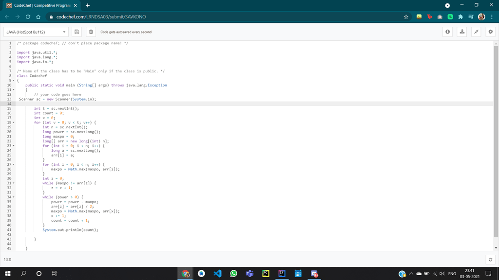 Although my output is correct still got "NZEC" . - CodeChef-DSA-learners - CodeChef Discuss
