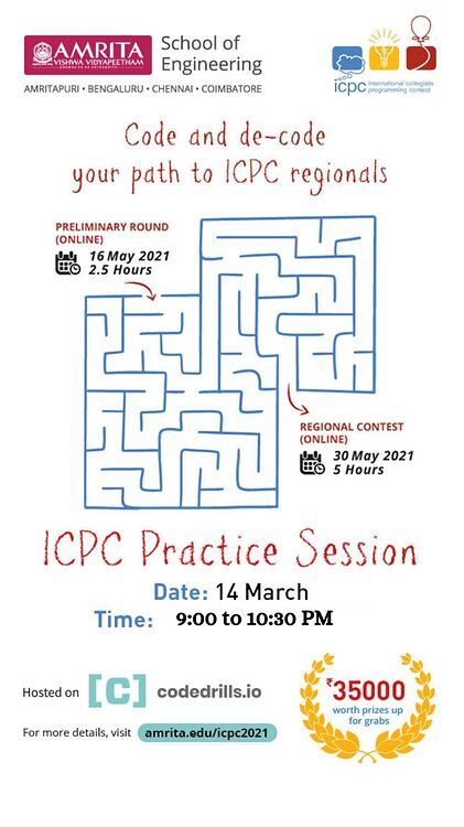 ICPC Amritapuri Practice Session #4 | Prizes of INR 35000 [Team Contest ...